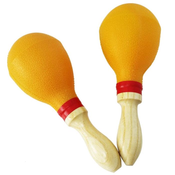 A-Star Wood Handled Large Maracas - Orange | Dryad Education